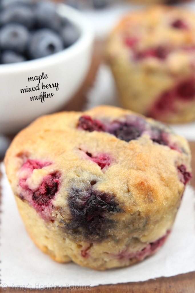 Maple Mixed Berry Muffins | Amy's Healthy Baking