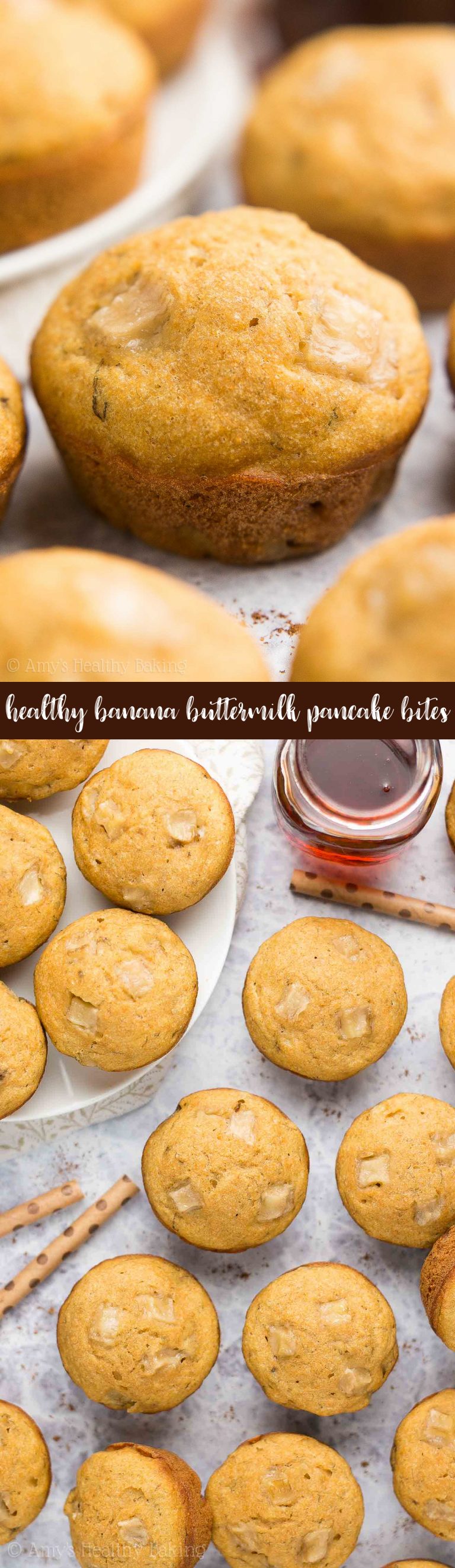 Healthy Banana Buttermilk Pancake Bites | Amy's Healthy Baking