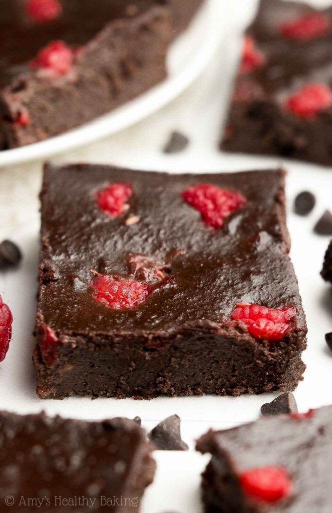 Healthy Small Batch Fudgy Dark Chocolate Raspberry Brownies | Amy's ...