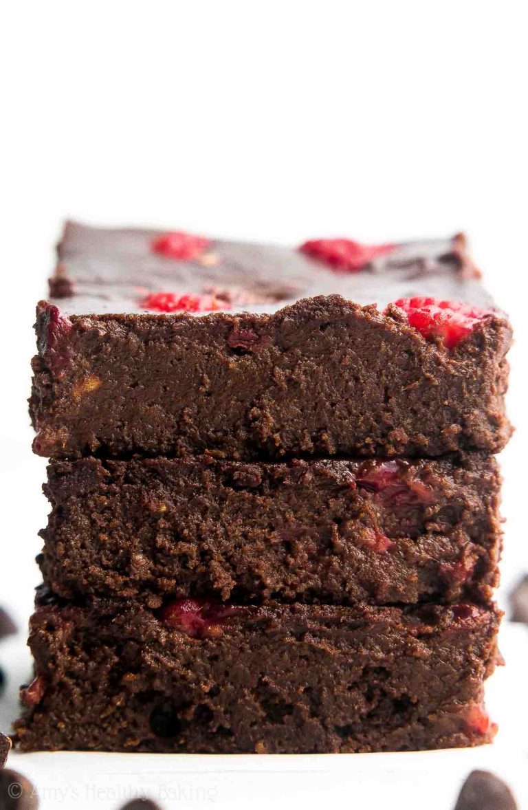 Healthy Small Batch Fudgy Dark Chocolate Raspberry Brownies | Amy's ...