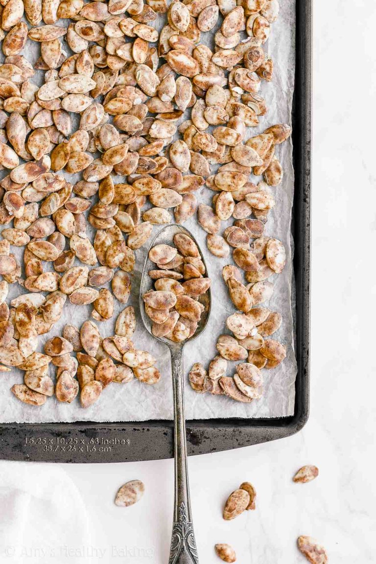 Healthy Pumpkin Spice Candied Pumpkin Seeds | Amy's Healthy Baking