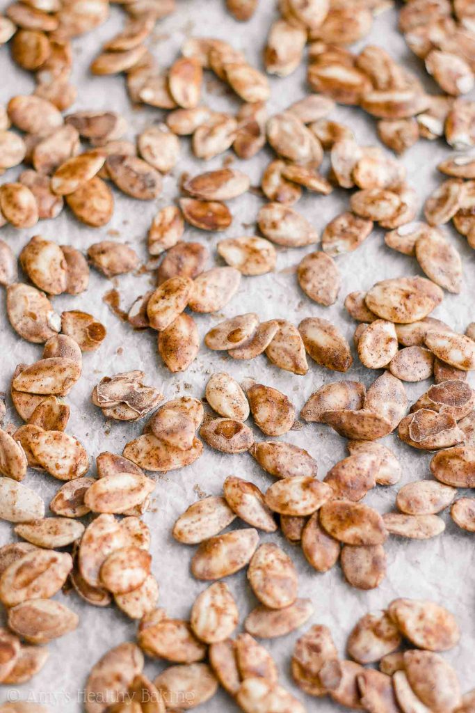 Healthy Pumpkin Spice Candied Pumpkin Seeds | Amy's Healthy Baking