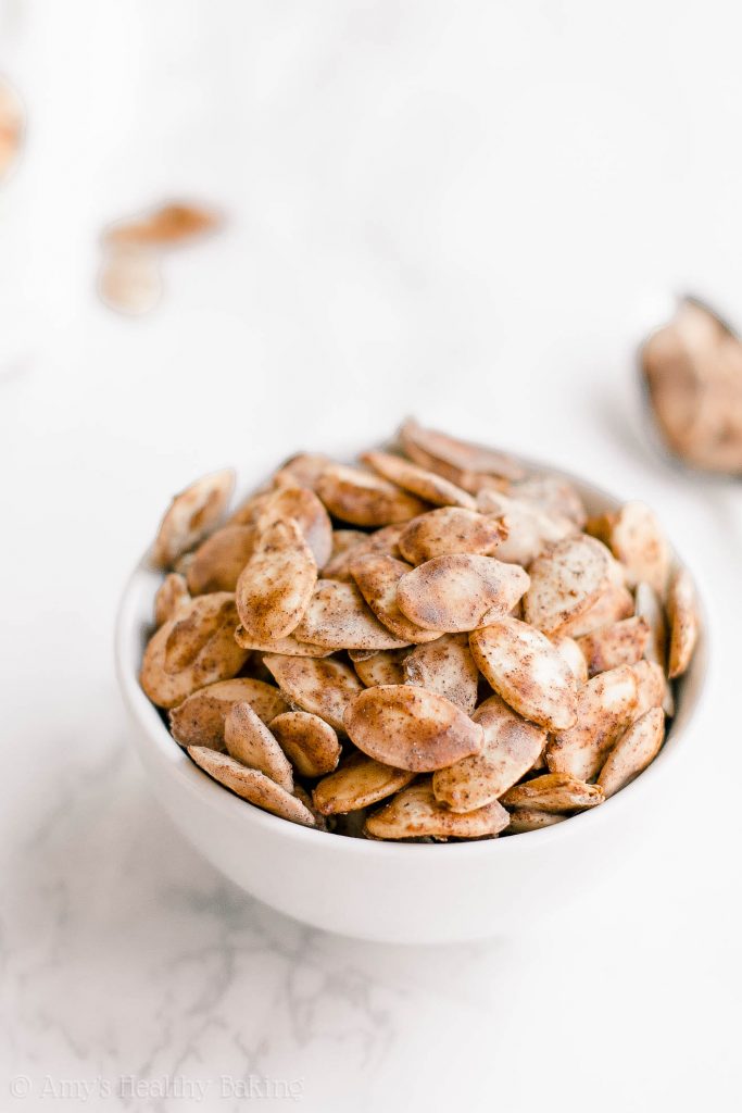 Healthy Pumpkin Spice Candied Pumpkin Seeds | Amy's Healthy Baking